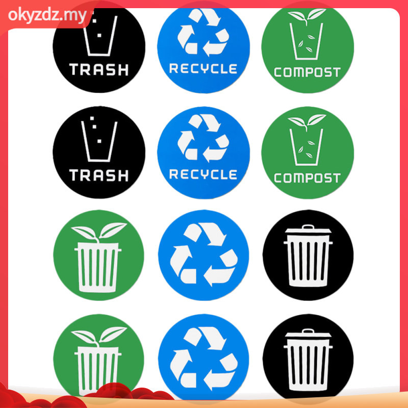 Garbage Sorting Stickers Waterproof Labels Decal Recycling Bin Signs ...