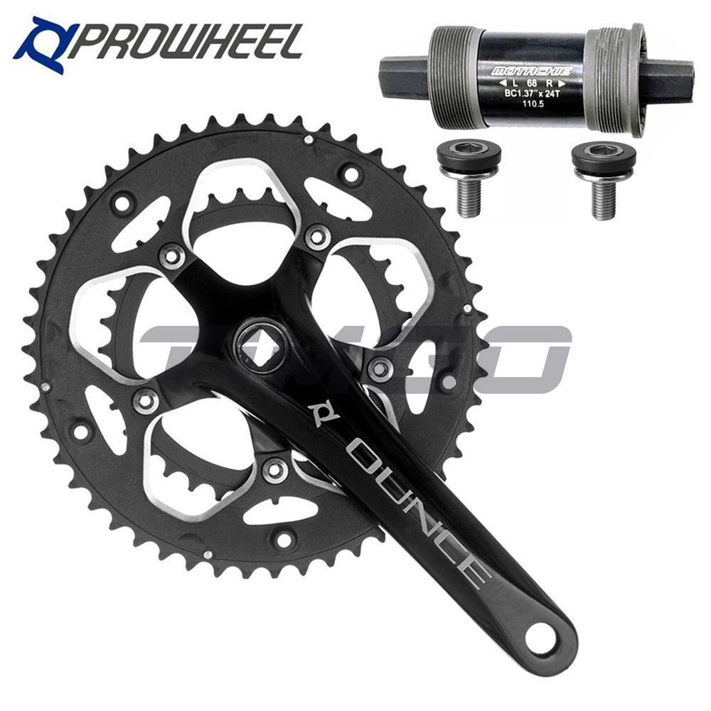 Prowheel Road Bike Folding Bike 2×7/8/9 Speed Crankset 50-34T Square Taper Double Cahinring ...