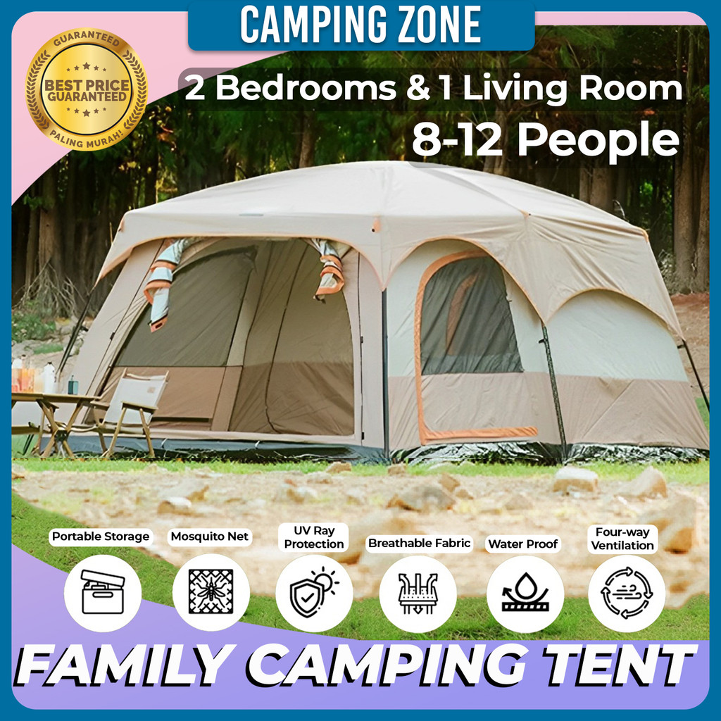💥Original Logo💥Khemah Unta Camping Besar Family Tent Waterproof Kemah ...