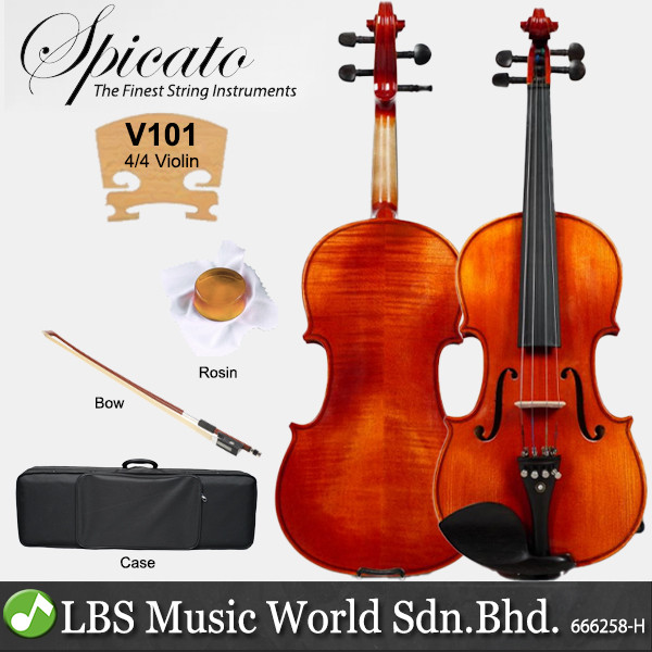 Spicato Italy Violin V101 Violin With Carry Bag Bow Rosin (1/8 1/4 1/2 ...
