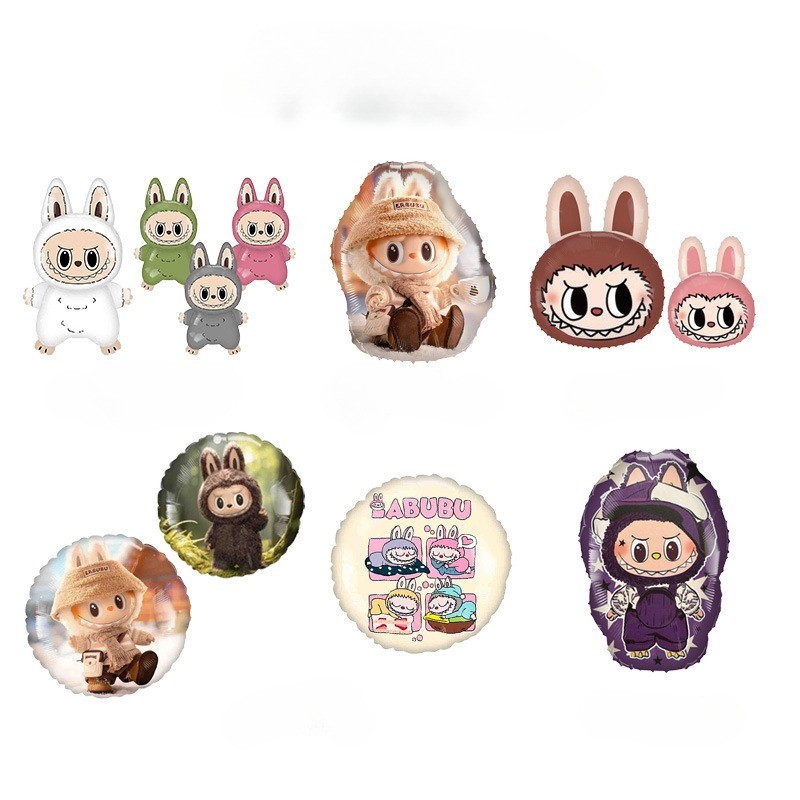 Labubu Cute Cartoon Foil Balloons Birthday Party Theme Balloon Set Girl ...