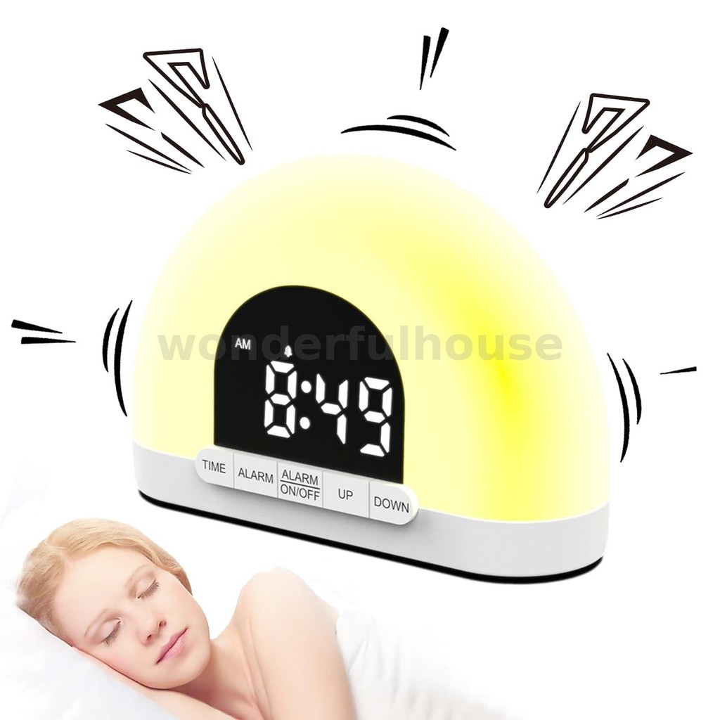 Light Alarm Clock Daylight Alarm Clock,Smart Sleep Wake-up Light, Loud ...