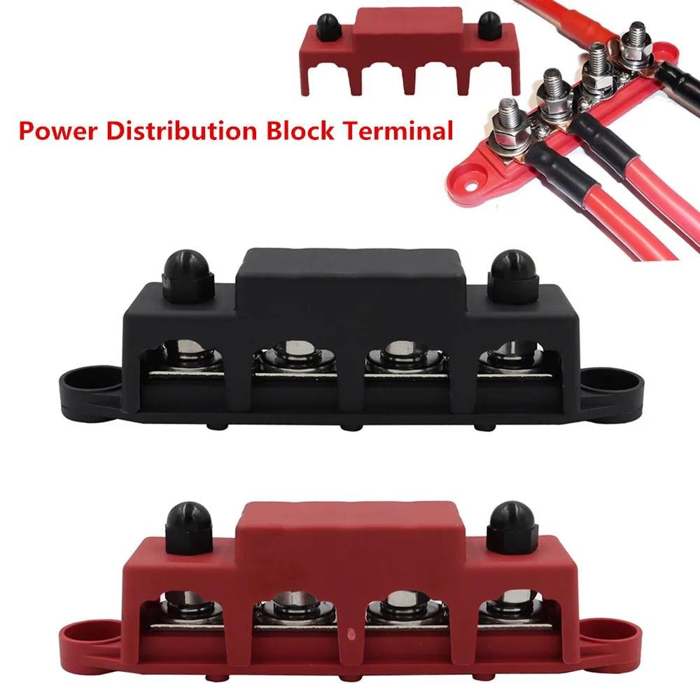 4 Post M8/M10 RV Power Distribution Block Terminal Screw Bus Bar 250A High Current Wiring Stud ...