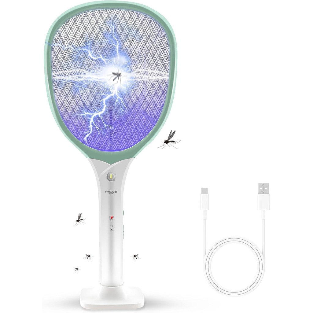 Faicuk Rechargeable Handheld Bug Zapper Racket 2 in 1 Electric Fly ...