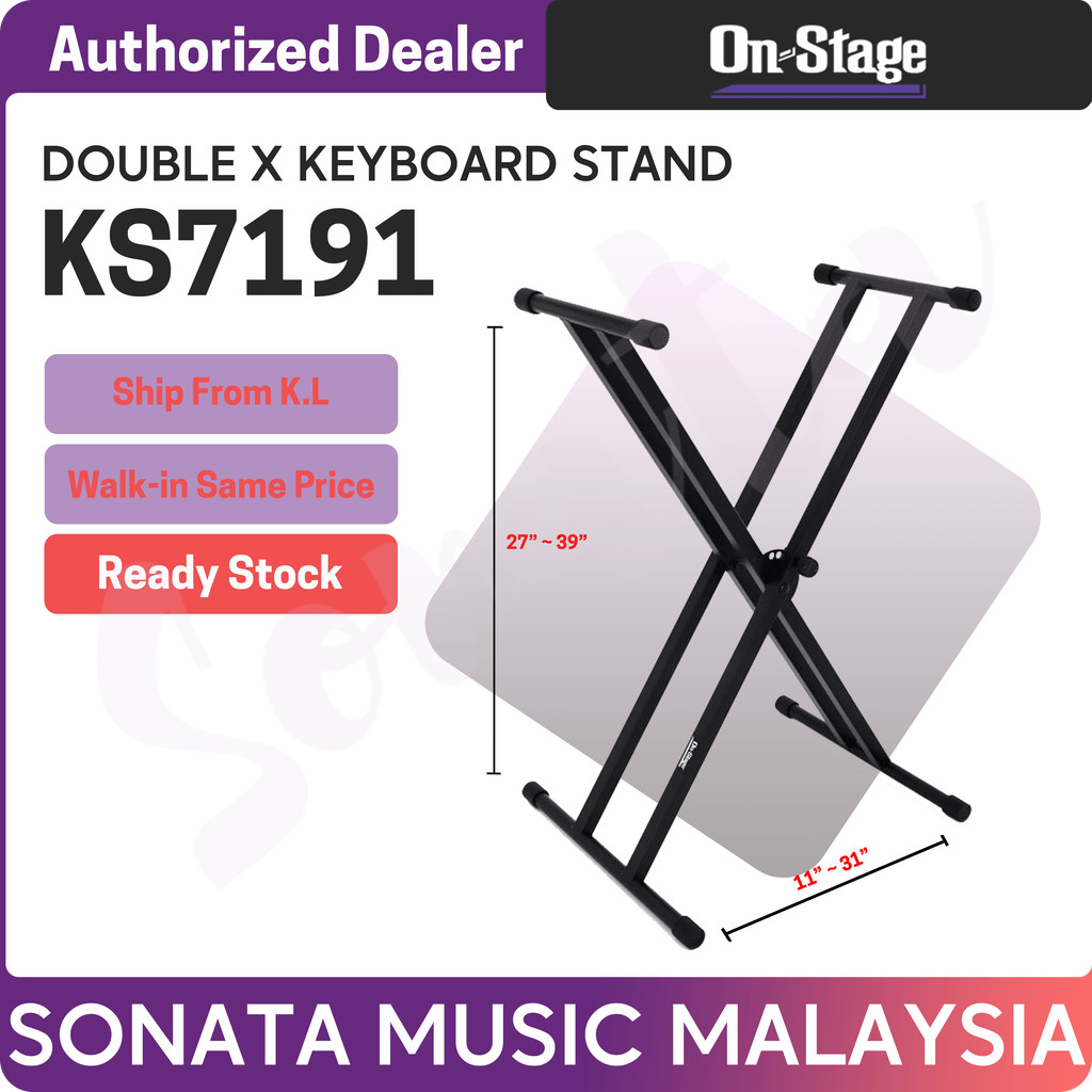 On-Stage KS7191 Classic Double X Keyboard Stand (double keyboard stand ...