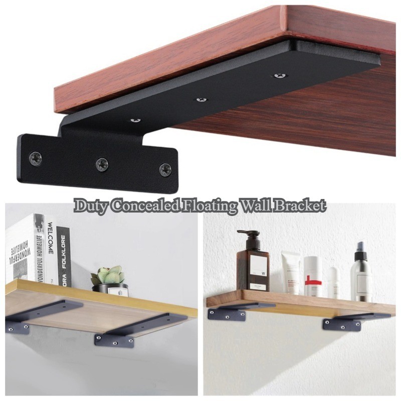 Wall Bracket Steel Heavy Duty Concealed Floating Wall Bracket Front and ...