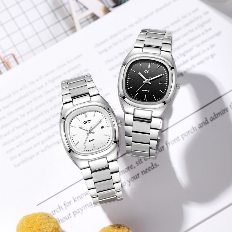 GEDI New Quartz Women's Watch Simple Double Calendar Pure Steel Watch ...
