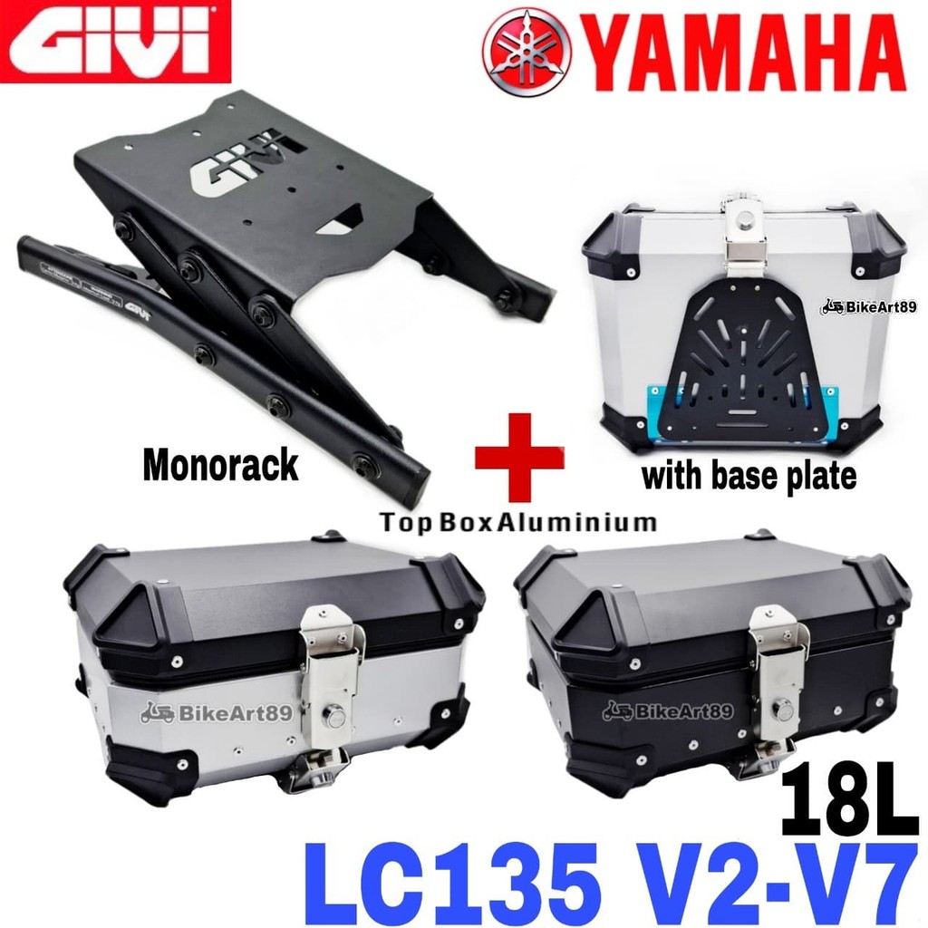 GIVI Monorack Yamaha LC135 ES/ES16 V2-V7 Top Box Aluminium 18L 18 Liter ...