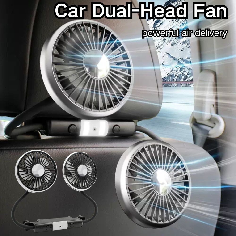 Auto Cooling Fan Dual Head Adjustable 360 Dashboard Rotation Car ...
