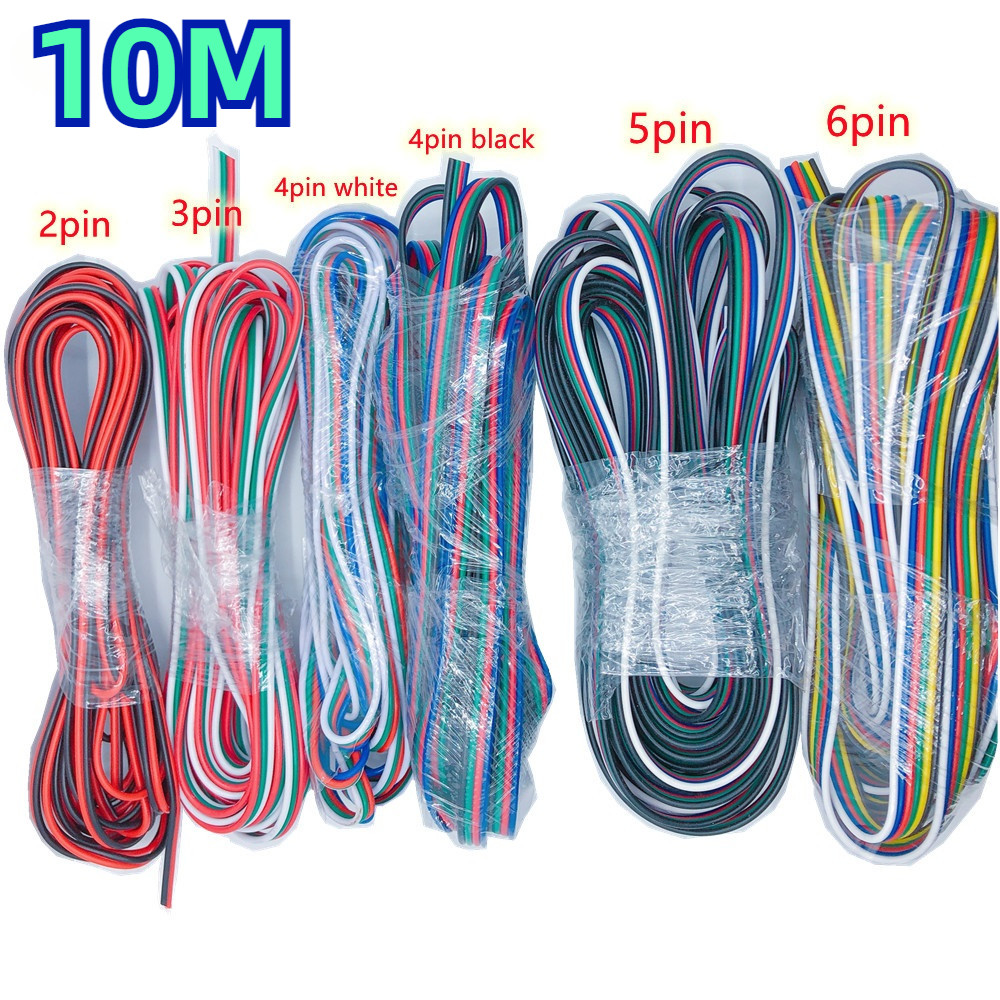 10m 2pin/3pin/4pin/5Pin/6pin Extension Cable Wire Led Connector 22AWG for RGB/RGBW 5050 CCT ...