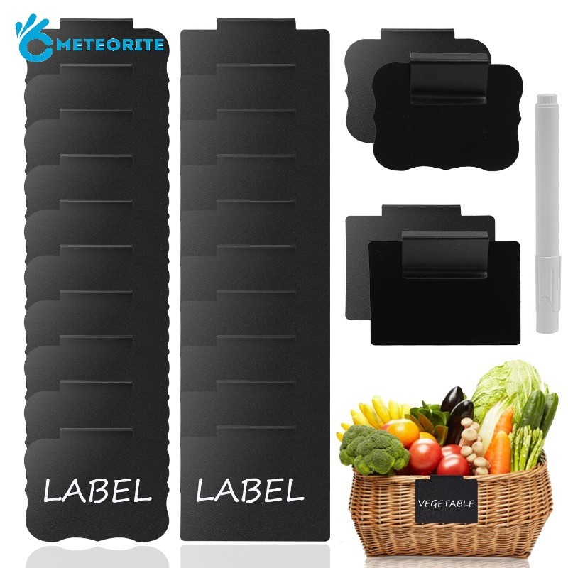 Black Plastic Kitchen Pantry Labels - Removable Clothes Basket ...