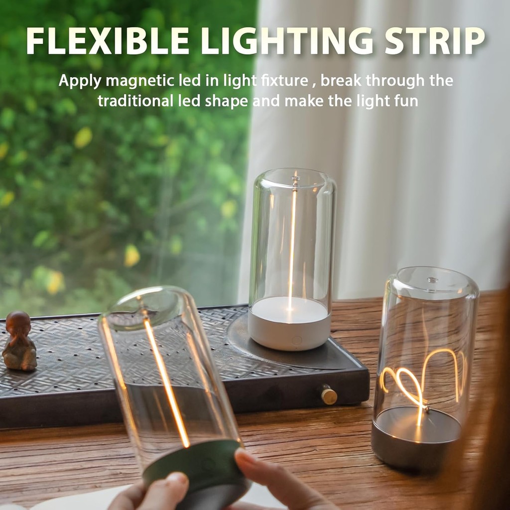 Mini Cordless Table Lamp LED Magnetic Flexible Filament Night Light USB ...