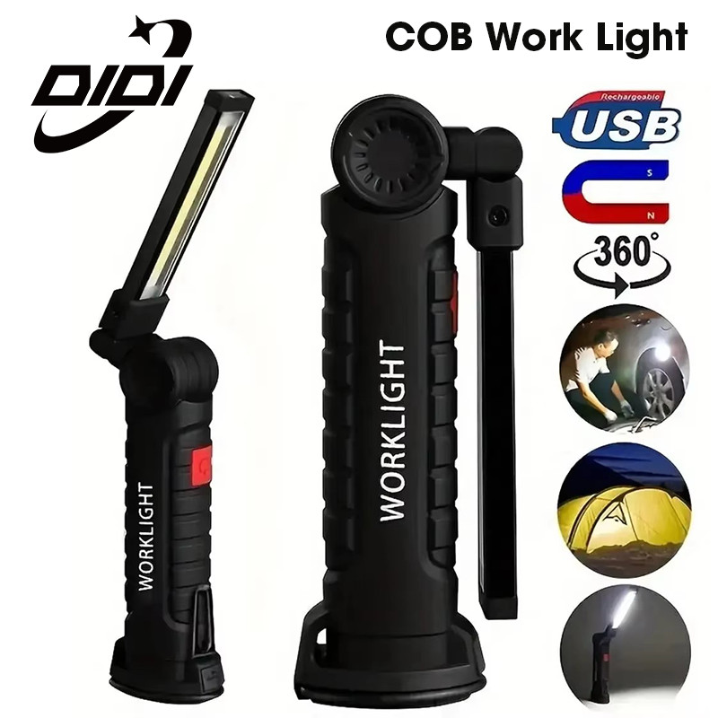 DIDI COB Work Light Rechargeable LED Emergency Flashlight Waterproof ...