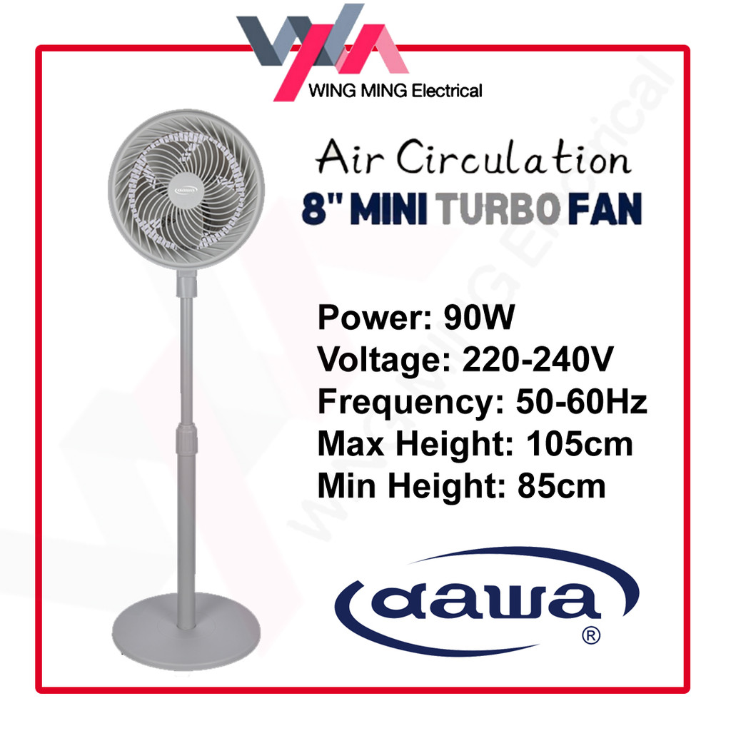 Dawa 8" Powerful Turbo Stand Fan /Living Fan/Kipas Berdiri | 90W ...