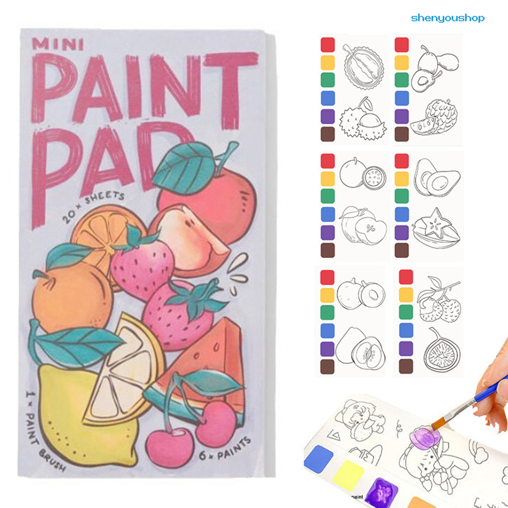 Watercolour Paint Pad 7.48x3.94in Minis Paint Pad with 1 Paintbrush ...