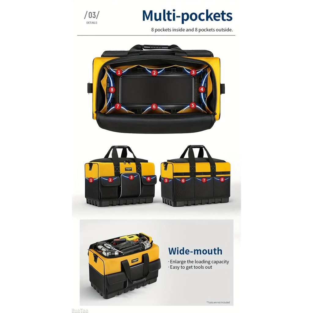 Winhunt Heavy-Duty Tool Bag with Plastic Base for Electrician Tools ...