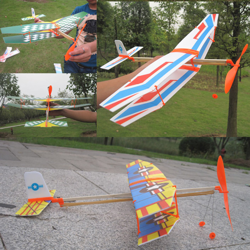 [Bli] Kid Education Toy Rubber Band Powered Glider Biplane Assemble ...
