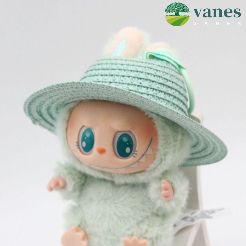 VANES Labubu Hollowed-out Straw Hat, Sunhat Sunbonnet Labubu Doll Straw Hat, Soft Ears Labubu ...