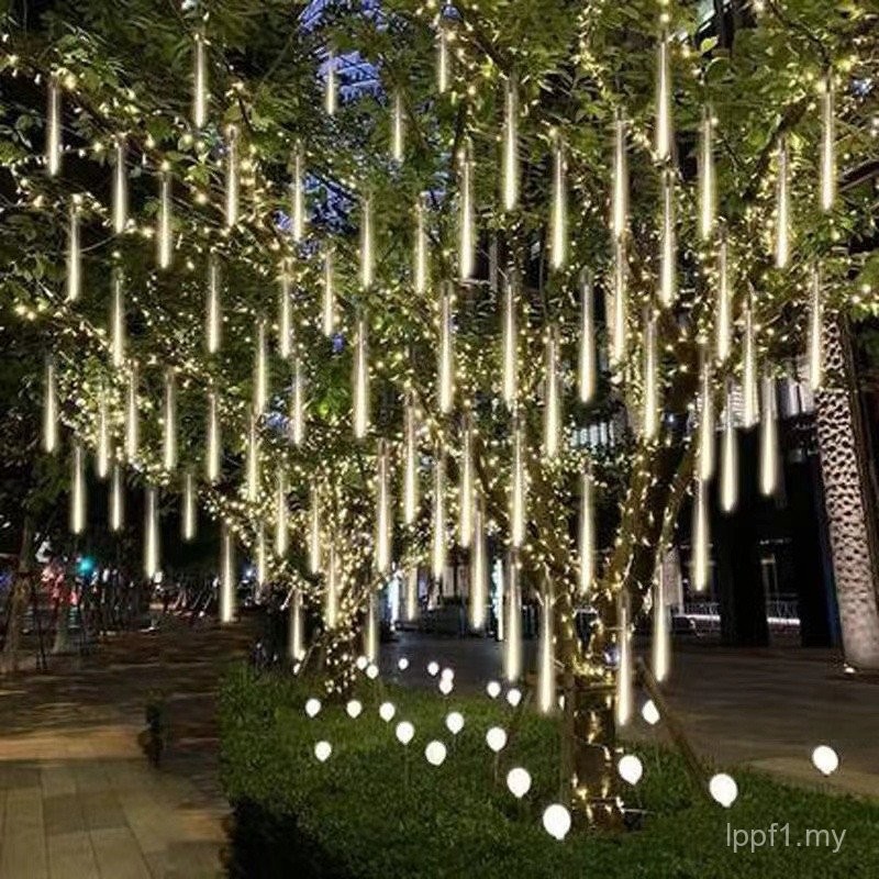 Lampu Rentetan Pancuran Meteor Lampu Luar Solar Lampu Gantung Pokok ...