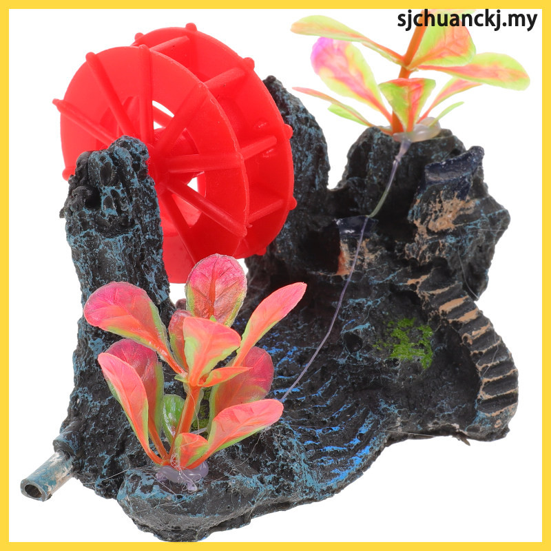 Rockery Decoration Fish Tank Mountain Aquarium Water Wheel Decorations ...