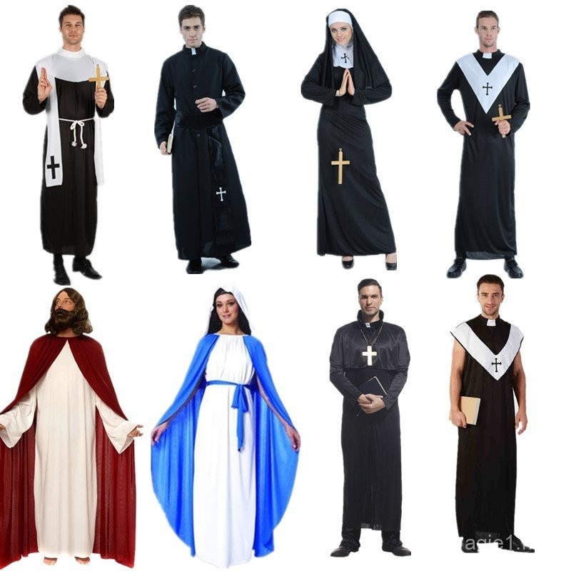 Kostum Halloween untuk Dewasa Cosplay Kostum Pendeta Pendeta Lelaki ...