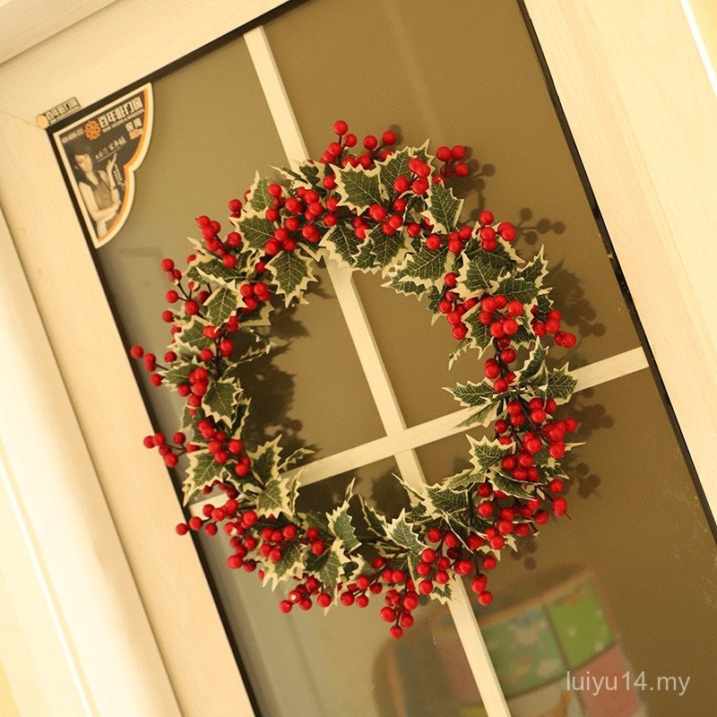 Bunga Tiruan Kalungan Anggur Buatan Tangan Beri Merah Daun Tepi Putih ...