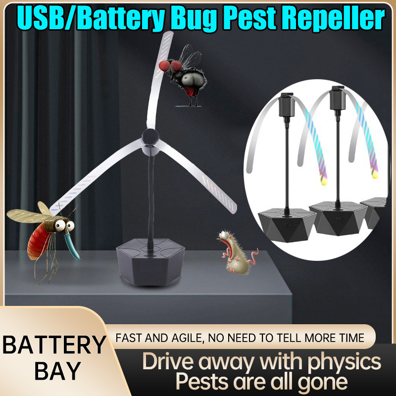 USB/Battery Powered Automatic Repellent Fan Fly Bug Pest Repeller ...