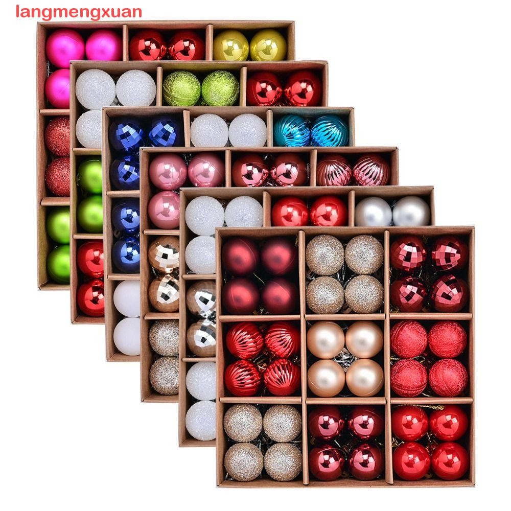LANGMENGXUAN 72pcs Painted Christmas Balls Set, 3cm Plastic ...