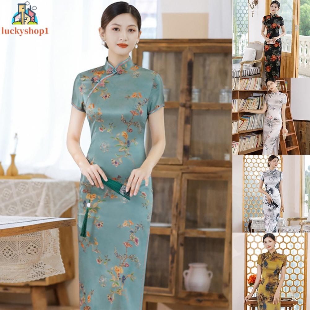 Cheongsam Button Up Chinese Traditional Daily Elegant Evening Gowns ...