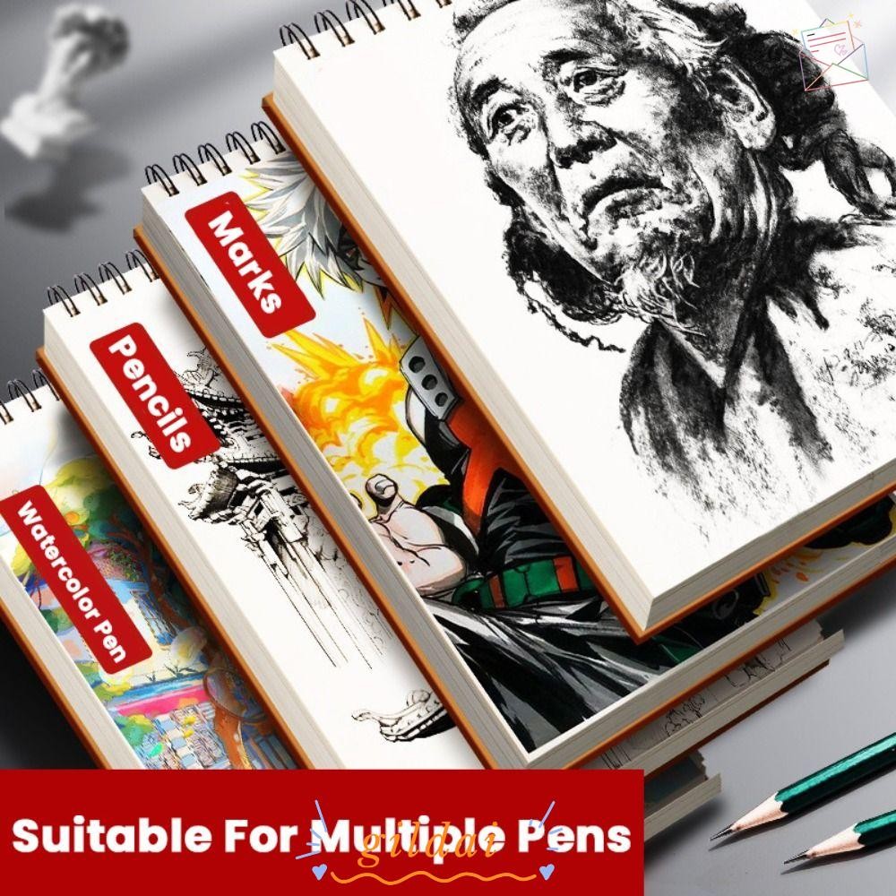 GILDAI Drawing Notepad, A4/8K/16K/32K/A3 Flip-up Art Sketchbook, Thickening 30Sheets/60Pages ...