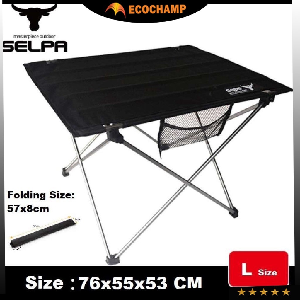 (Size L) Selpa Ultra Lightweight Folding Table Barbecue Picnic Table Camping Portable Aviation ...