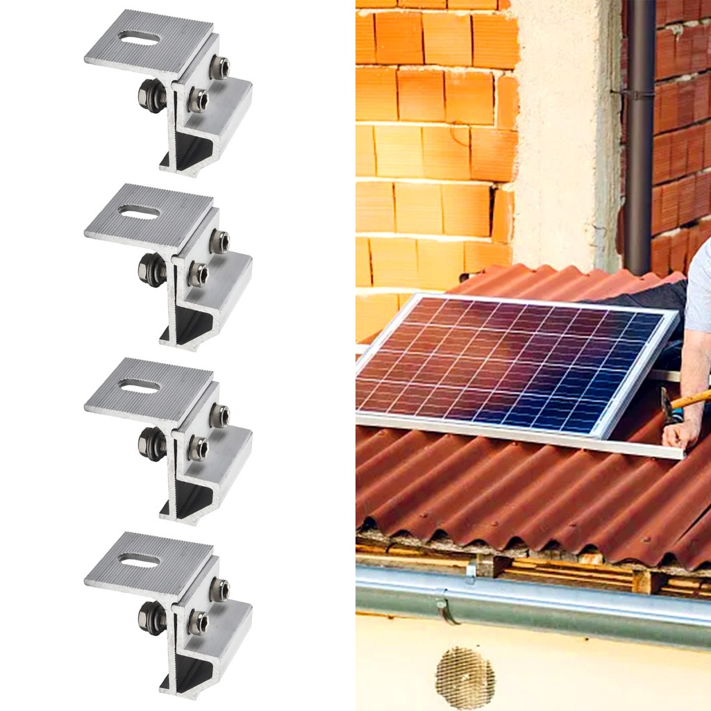 [JTFY] 4X Solar Panel Clamp Roof Mounting Bracket Fixing Clips Panel ...