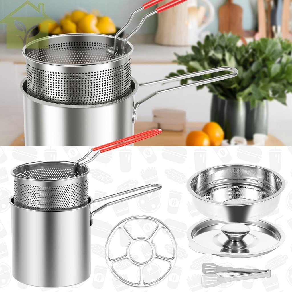 Deep Fryer Set Stainless Steel Uncoated Mini Fryer Set Heat Resistant ...