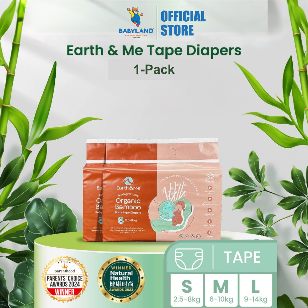 Earth & Me Biodegradable Organic Bamboo Tape Diapers | Shopee Malaysia