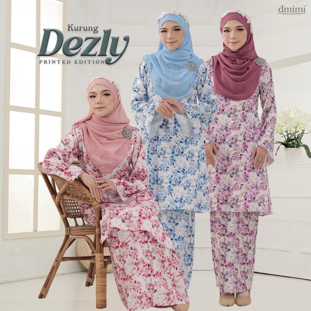 DMIMI Baju Kurung Moden DEZLY | Kurung Pahang Printed | Small Size to Plus Size | Shopee Malaysia