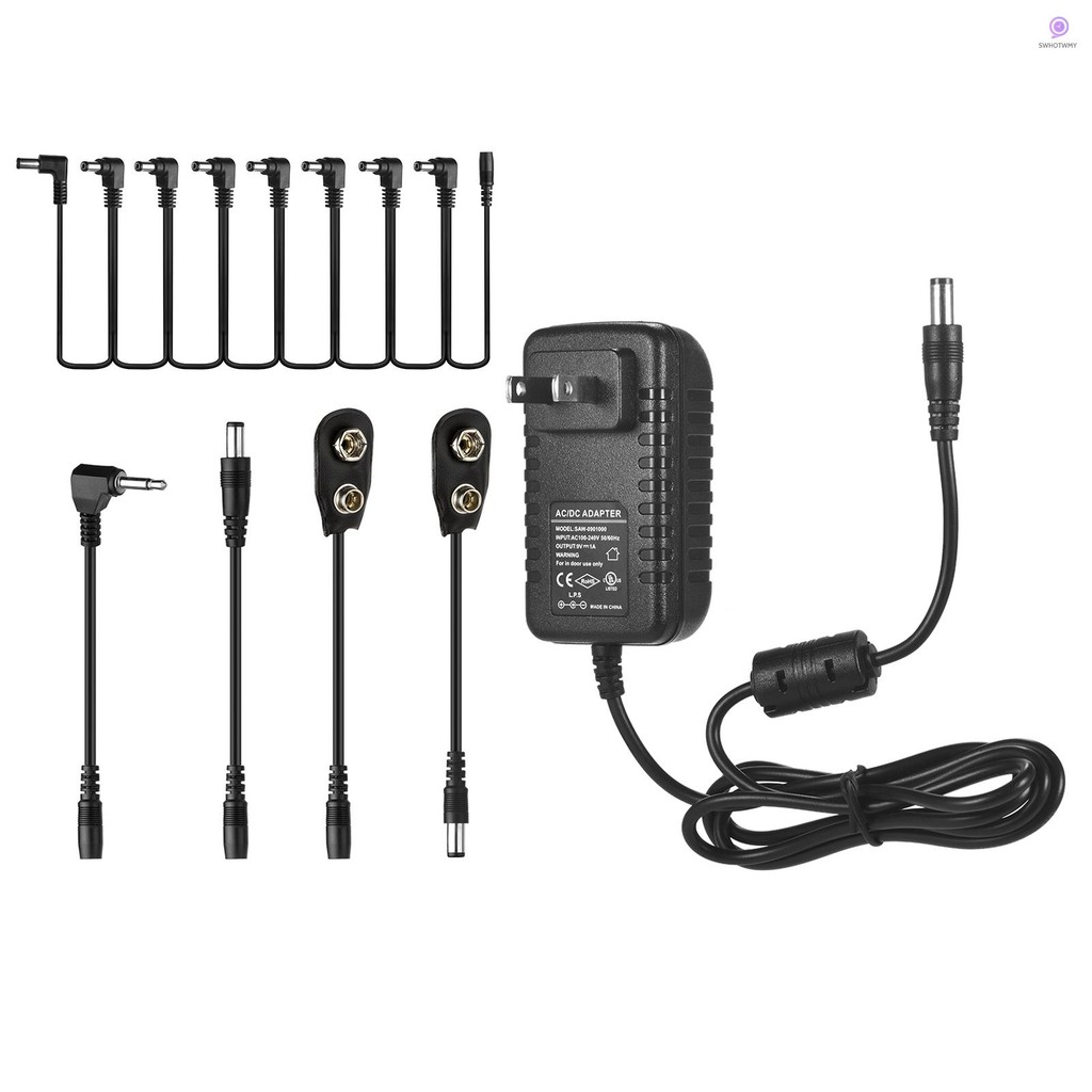 Caline CP-07B Guitar Effects Power Supply Adapter DC 9V 1A with 8-Way ...