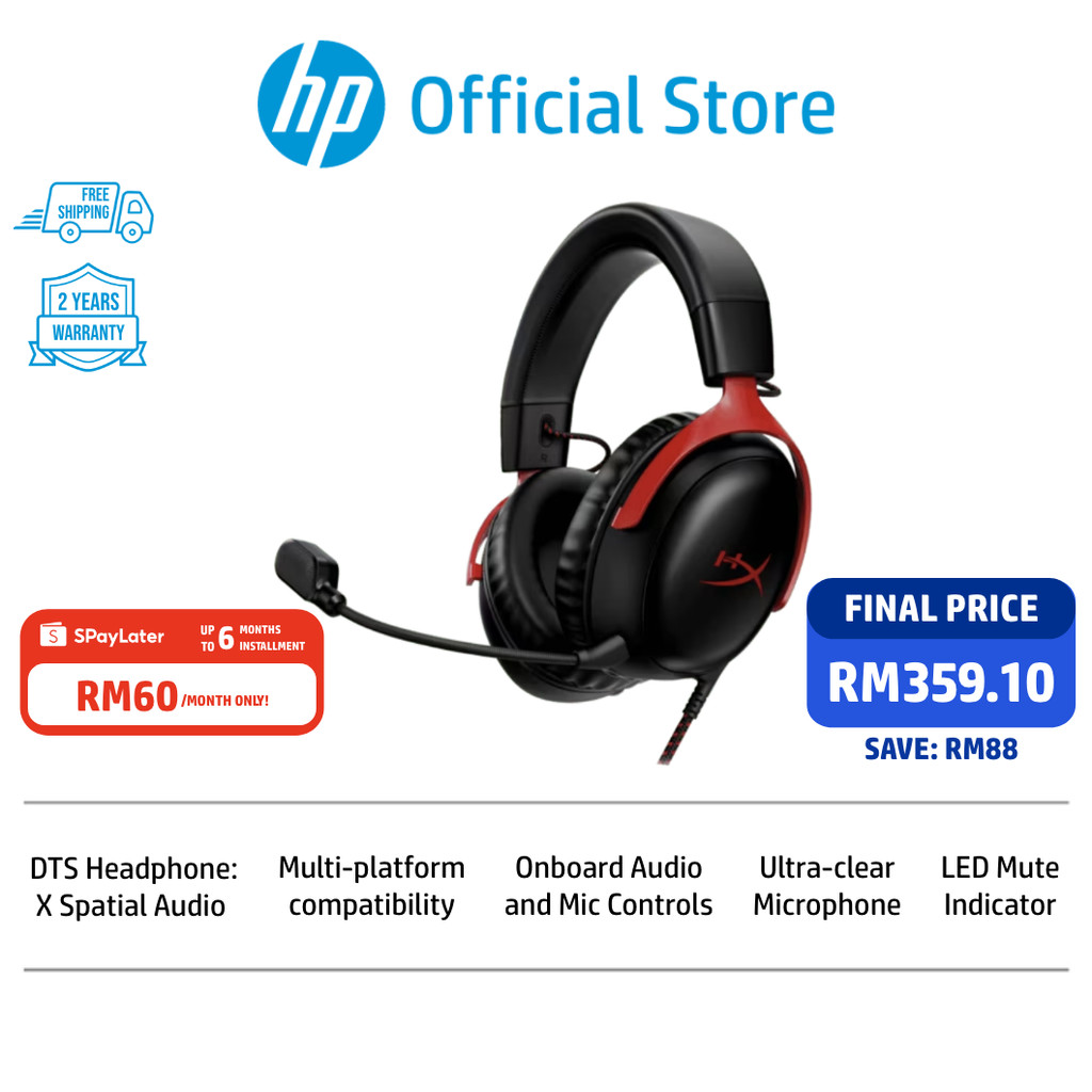 HyperX Cloud III - Gaming Headset (Black/Red) / Noise-cancelling Mic ...