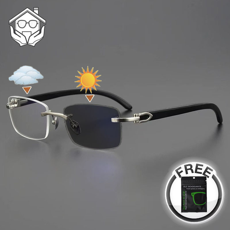 Photochromic Anti Radiation Frameless Glasses For Men Women Rimless ...