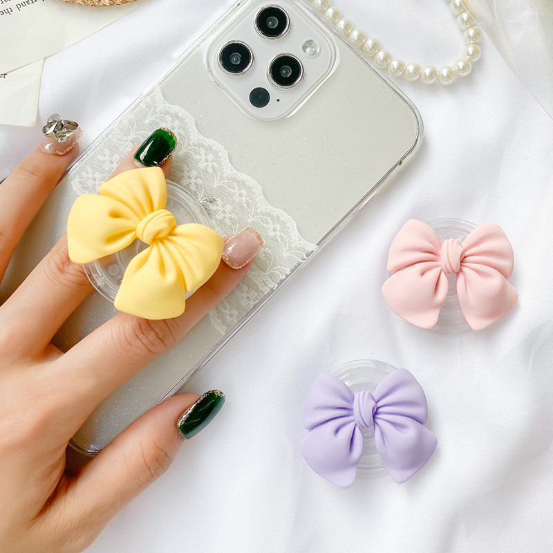 Plain 3d Bow Round Solid Back Stickers Plain Color Grip Griptok Phone ...