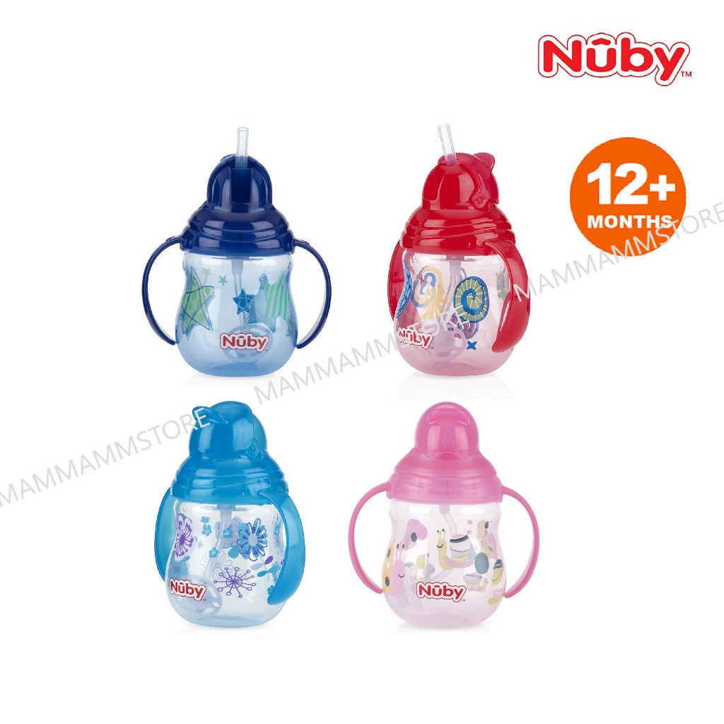 Nuby Designer Pinpoint 2 Handle Click-It Trainer Cup with Weighted Straw 270ml for 12 months+ ...