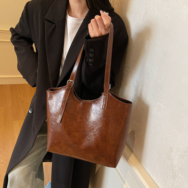 Kembali beg bahu tekstur kapasitas besar 2025 beg pelbagai baru dan beg ...