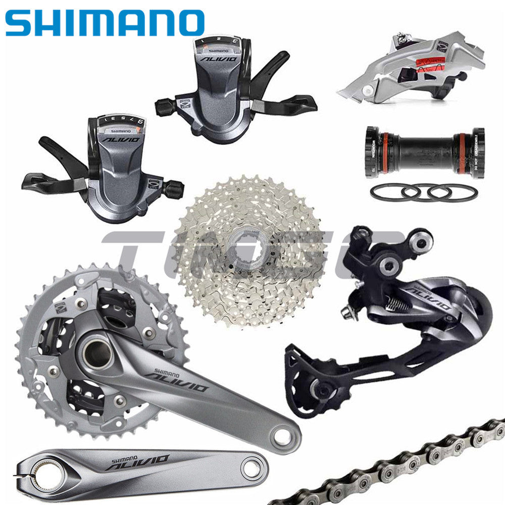 Shimano Alivio M4000 MTB Bike 3×9 Speed Groupset FC-M4050 Crankset BB-MT501 Bottom Bracket FD ...