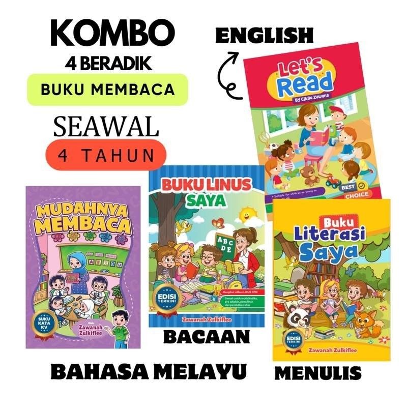 Kombo 4 BERADIK Buku Linus, Buku Literasi Saya, Buku Mudahnya Membaca ...