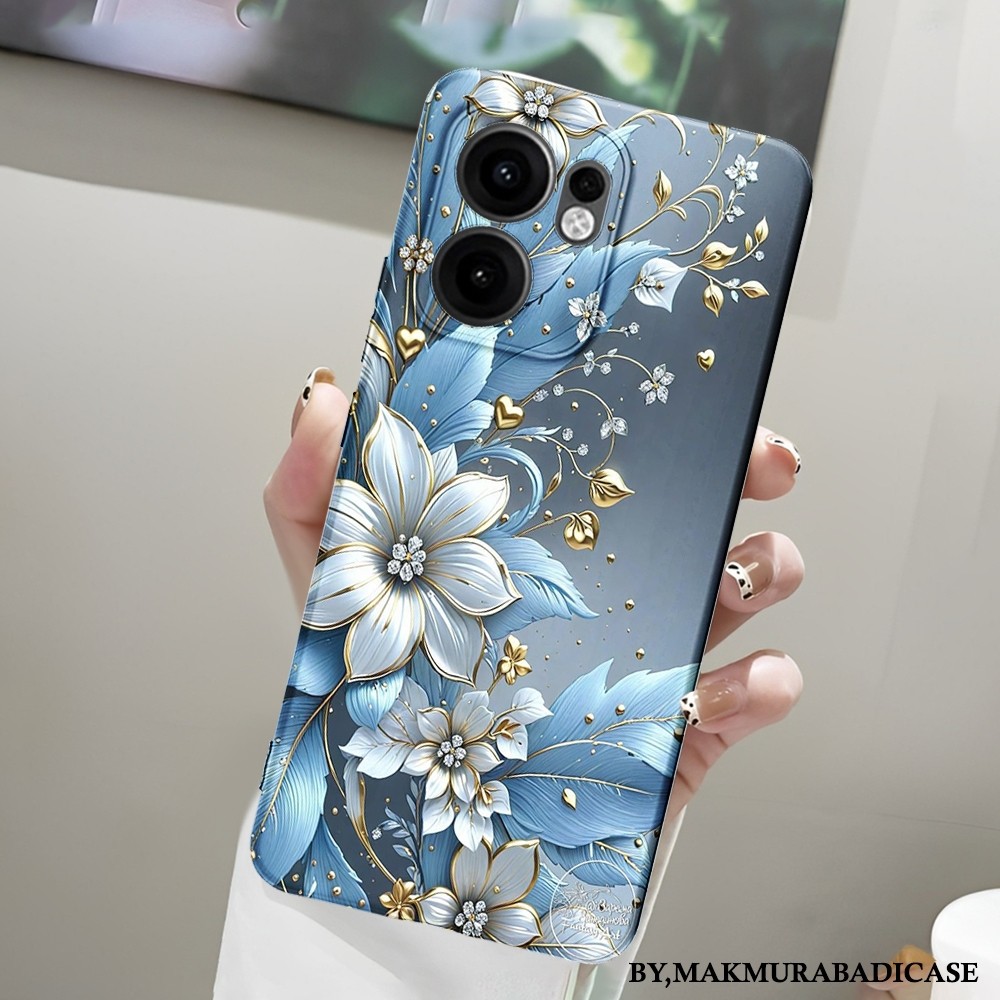 Latest OPPO RENO 13F 4G/5G Case Flexible Rubber Material Flower Motif ...