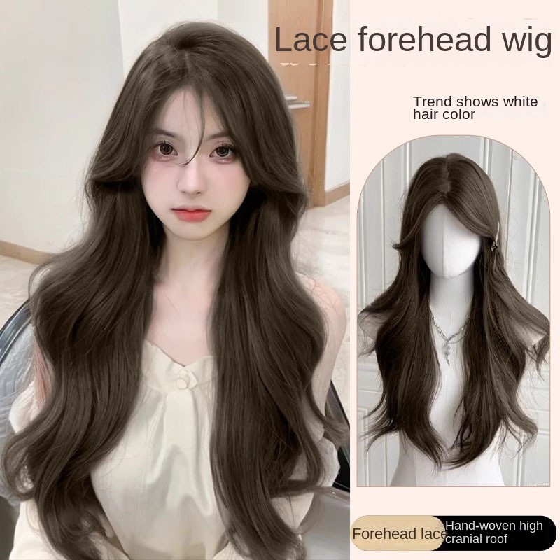 Forehead Lace 916 Wig Female Long Hair Medium Long Curly Hair Big Wave ...