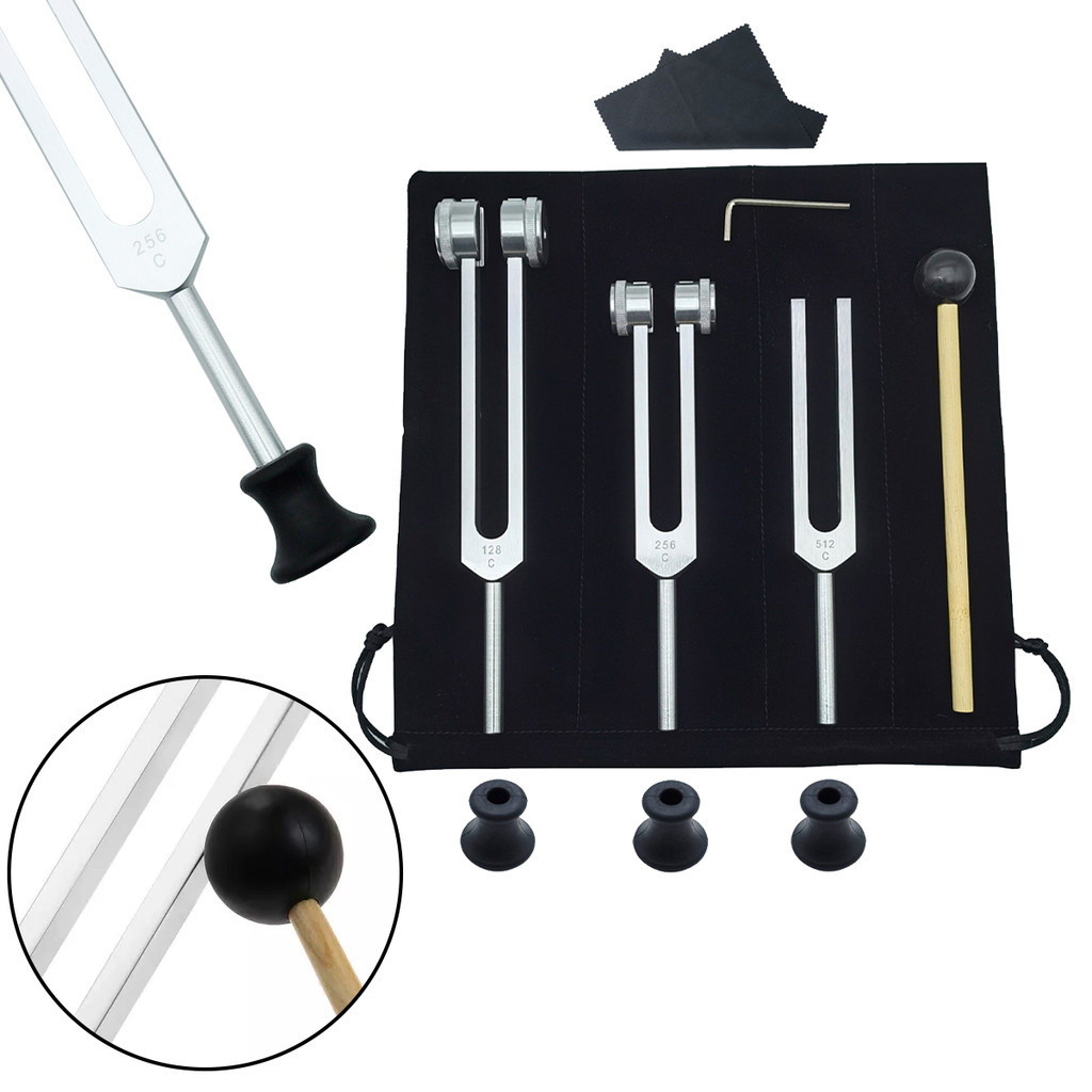 3Pcs Tuning Fork Set (128Hz 256Hz 512Hz ) For Healing Chakra Sound Therapy Reliever Stress ...