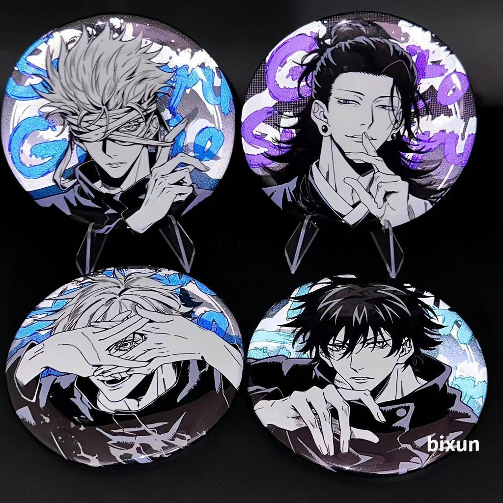 58MM Jujutsu Kaisen Double Flash Reflective Badge Cartoon Gojo Satoru ...