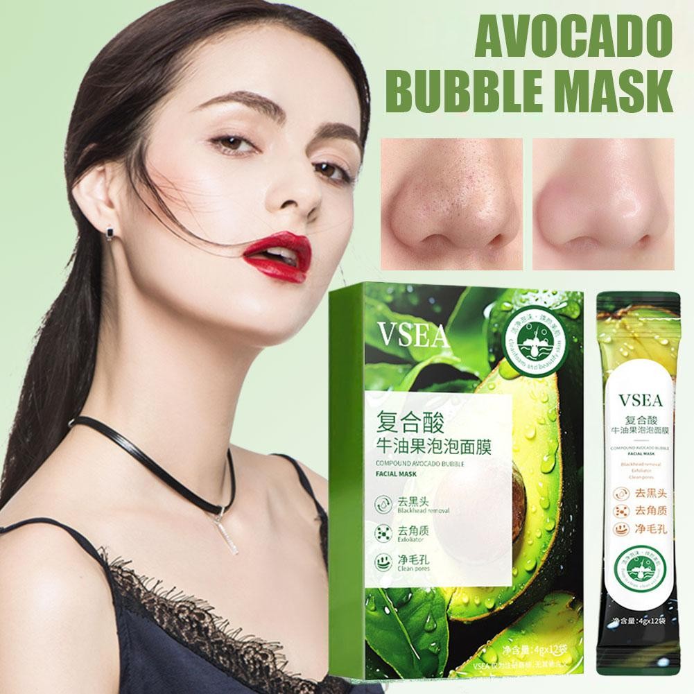 12pcsVSEA Compound Acid Avocado Bubble Mask Deep Cleansing Acne ...