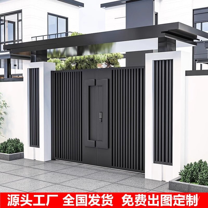 Pintu halaman pintu besar seni aluminium pintu vila aloi aluminium gaya ...