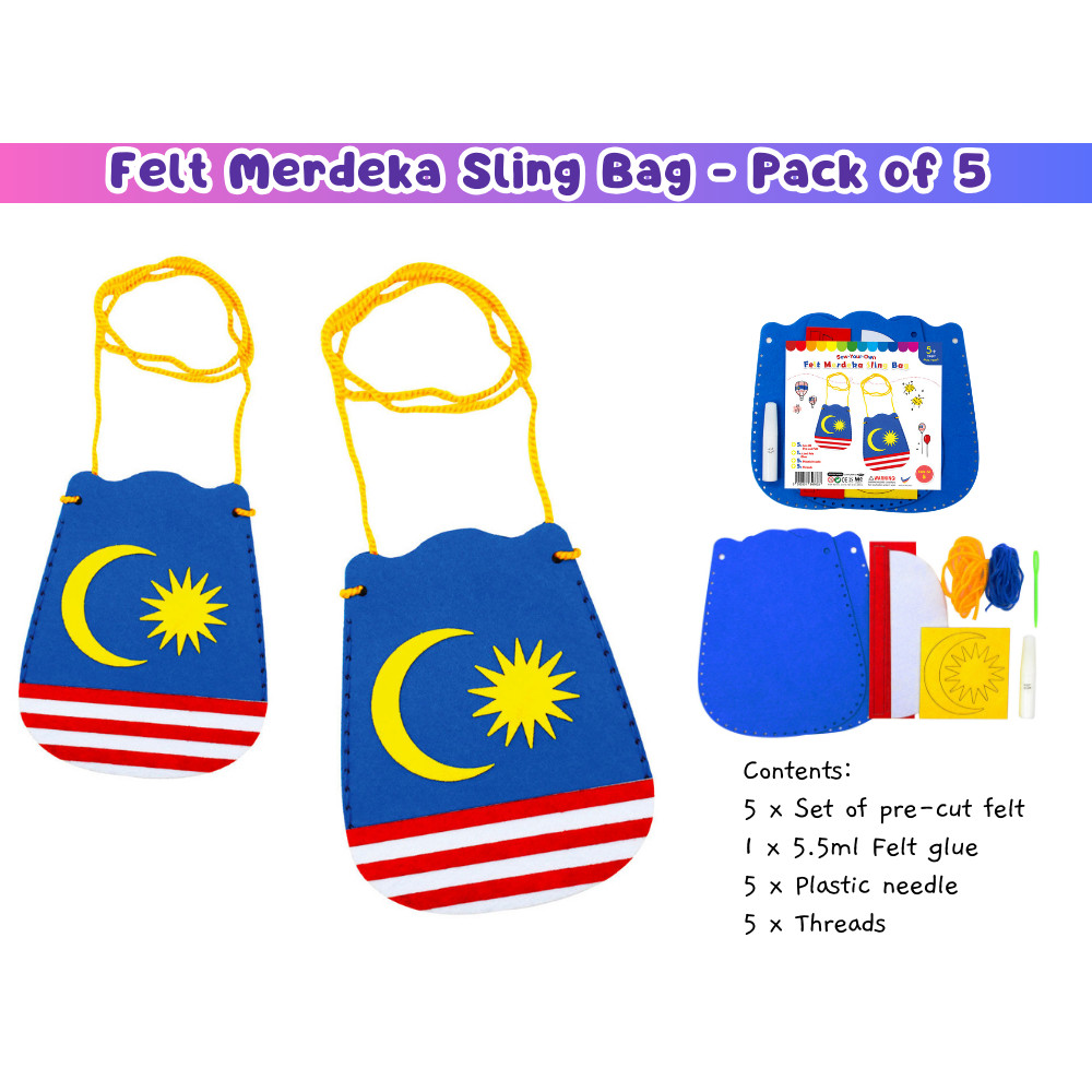Merdeka Sling Bag DIY Kraf Kit Felt Bendera Malaysia Flag Beg | Shopee ...